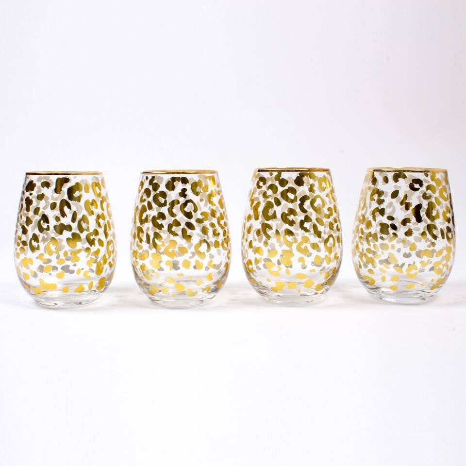 20oz Stemless Wine Glass - Gold Leopard – La Farre